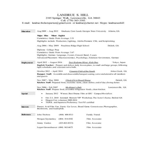 Resume. Landrue Stephen Hill | DOCX