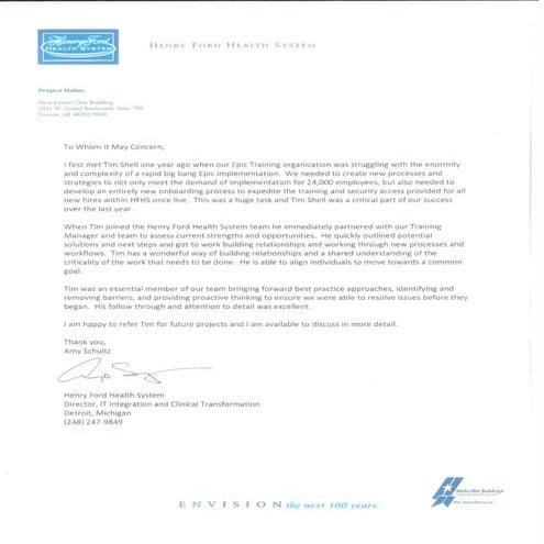 Henry Ford Letter of Recommendation | PDF