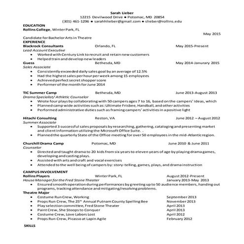 Sarah Lieber's Resume | DOCX