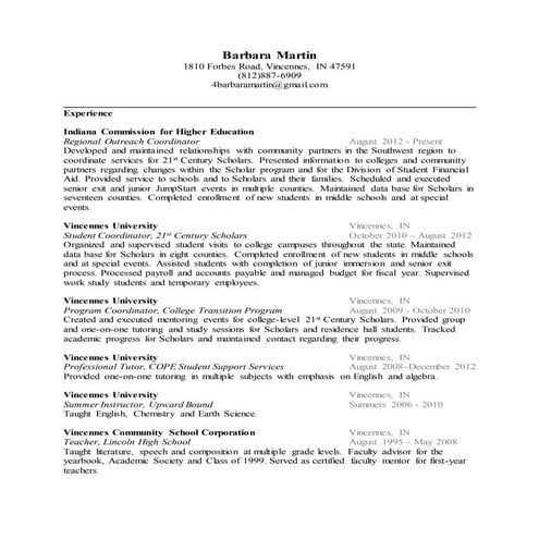 Barbara Martin resume | DOCX