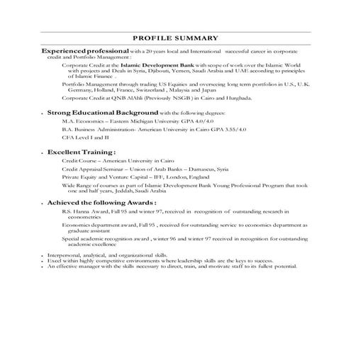 Profile summary of cv | PDF