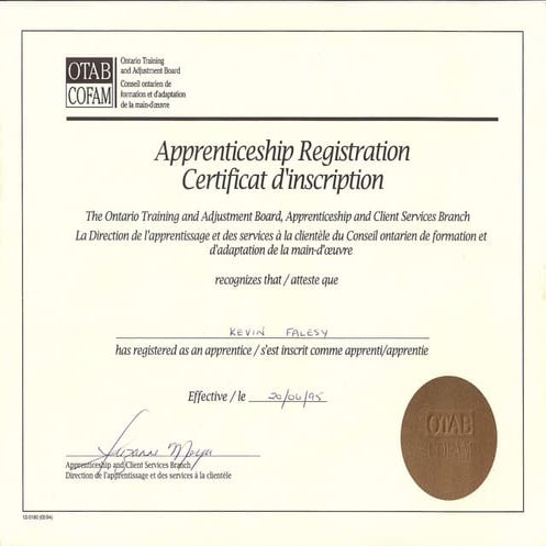 Certificate of Apprenticeship