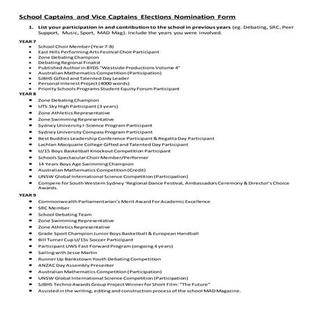 Justin Whiting - School Captains and Vice Captains Elections Nomination ...