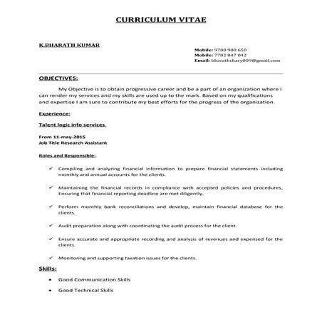 bharath resume tg nd mba | DOC