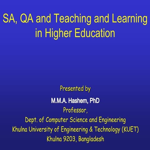 Teaching and Learning SA and QA | PPT