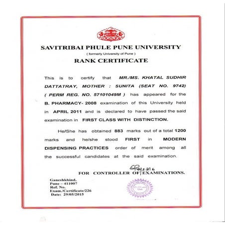 RANK CERTIFICATE -MDP | PDF