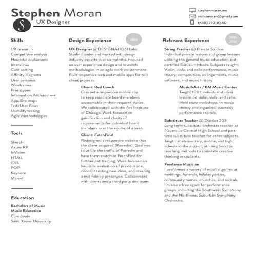 UX Stephen Moran Resume | PDF