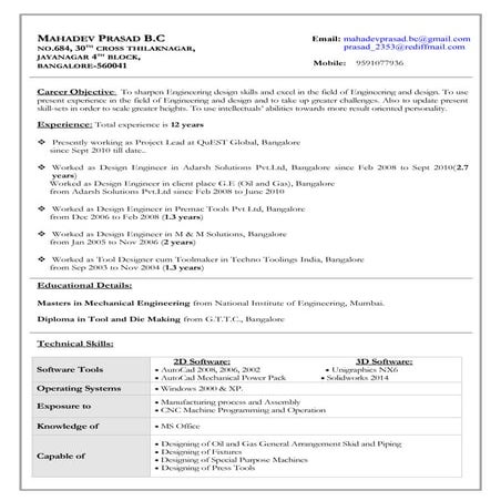 mahadev prasad resume_feb2016 | DOC