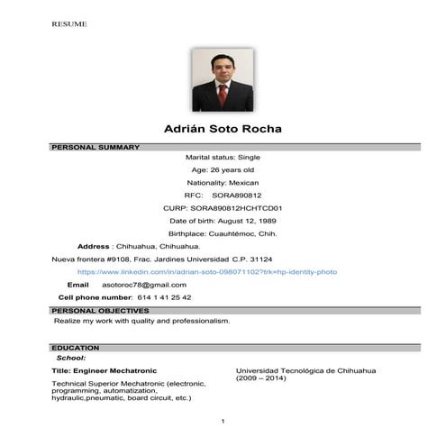 RESUME Adrian Soto Rocha FOTO | PDF