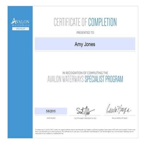 Avalon Specialist Certificate 2015 | PPTX