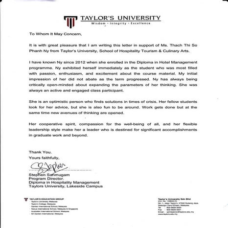 Recommendation letters from program director | PDF