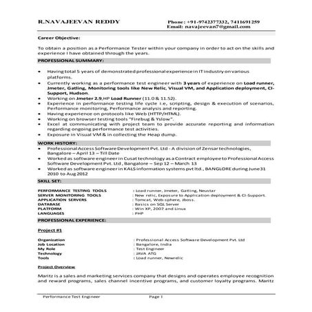 Performance testing with 5 yrs experience | PDF