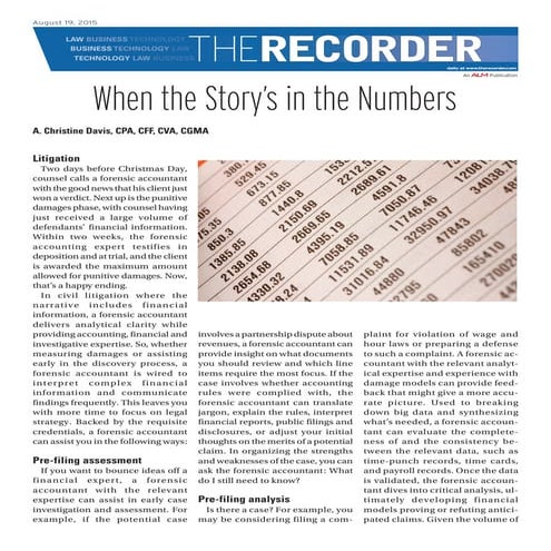 When the Story's in the Numbers_The Recorder_Reprint_C Davis | PDF ...