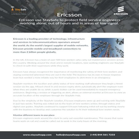 Ericsson StaySafe Case Study | PDF | Computer Networking | Computing