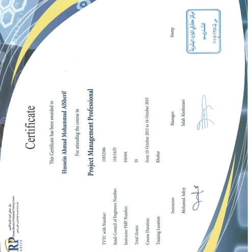 PMP Certificate | PDF