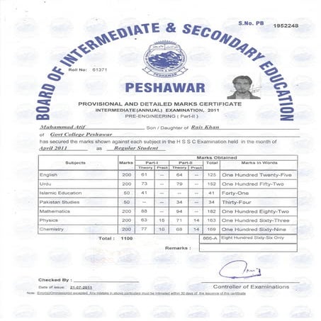 fsc.mark sheet | PDF
