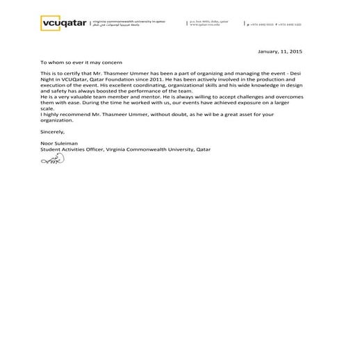 Thasmeer Recommendation - QF | PDF