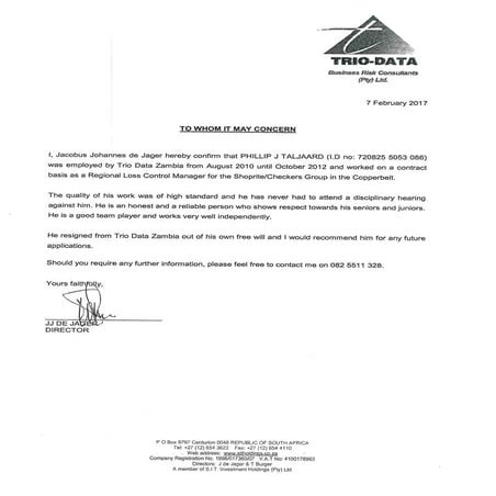 Reference letter Trio data | PDF