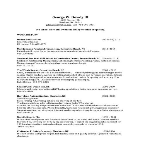 George Dowdy Resume 2017 | PDF