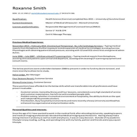 Roxanne Smith CV 2016 | DOCX