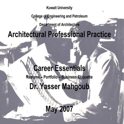 Architectural Professional Practice - Career Essentials | PPT