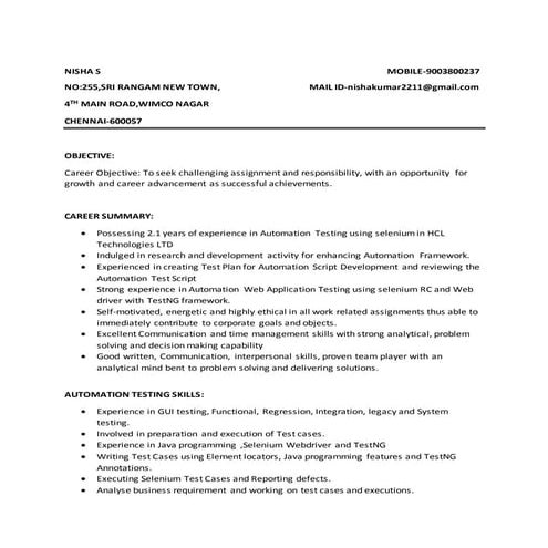 ResumeExp_Nisha | PDF