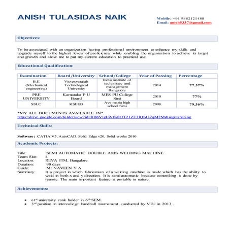 2015 resume anish | PDF