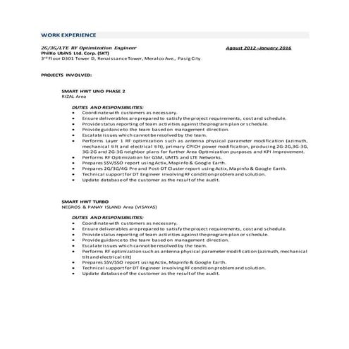 WORK EXPERIENCE | PDF