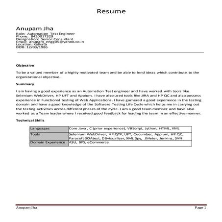 Anupam_Resume | DOCX | Web Development | Internet