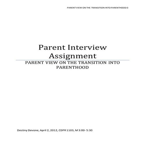 CDFR Parent Interview assignment | PDF
