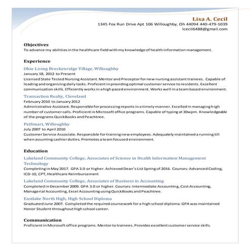 Lisa's Resume 2017 | DOCX