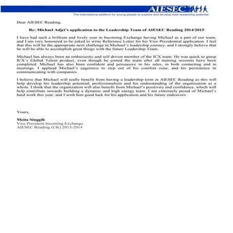 Michael Reference Letter | DOCX