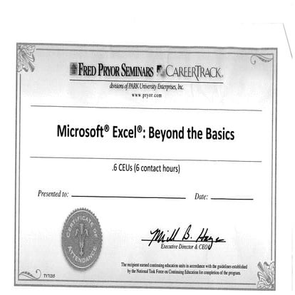 Excel Training Certificate | PPT