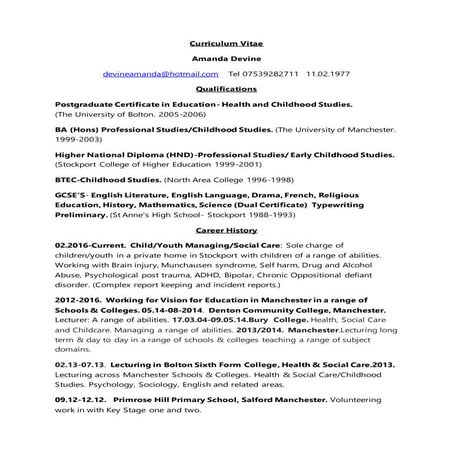Amanda Devine - New - Curriculum Vitae. | DOCX