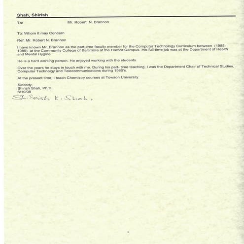 Leeter from Shirish Shah PhD | PDF