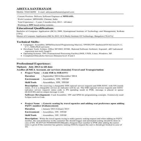 Resume Aditya Santhanam | DOC