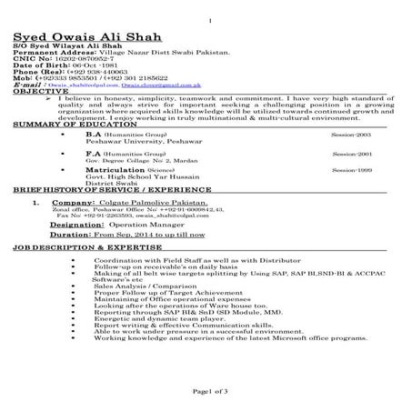 CV of Owais Shah | PDF