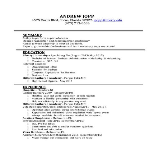 Foreman Joshua CV Resume | DOCX