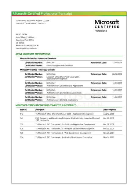 MicroSoft Certification.PDF