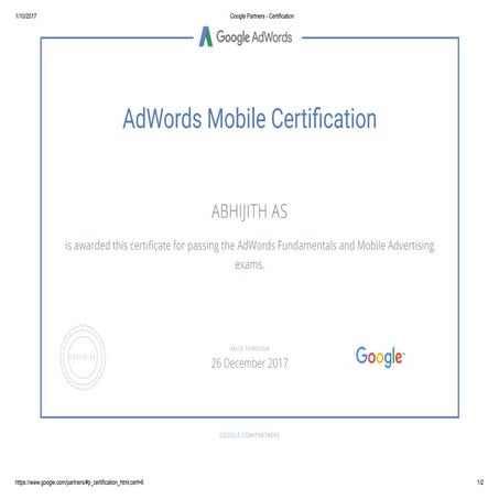 AdWords Mobile Certification | PDF