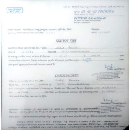 Internship at NTPC | PDF