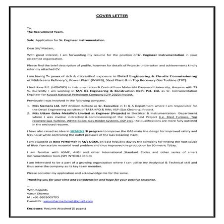 Reference Letter Electrical & Instrumentation | DOCX