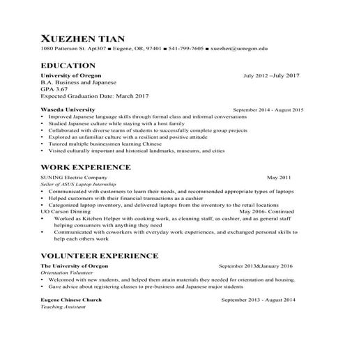 Resume of Sharon
