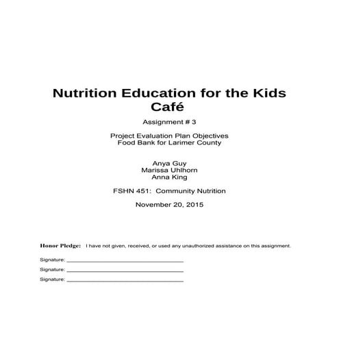 Community Nutrition Assignment 3 | DOC
