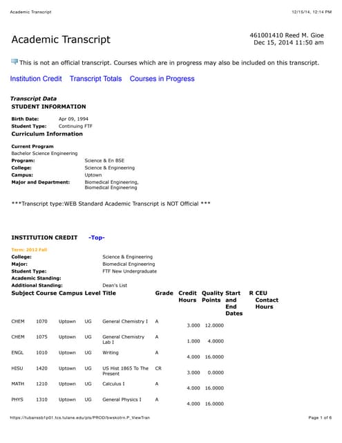 Onajes Unofficial Transcript | PDF