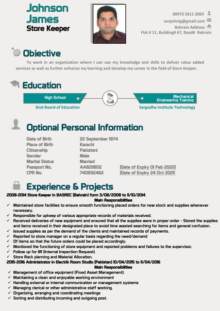 CV For Store Keeper | PDF