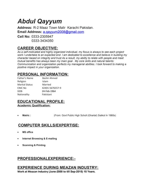 CV Muhammad Afzal 001 | PDF