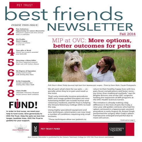 Pet Trust newsletter_fall2014 | PDF | Veterinary Medicine | Pets