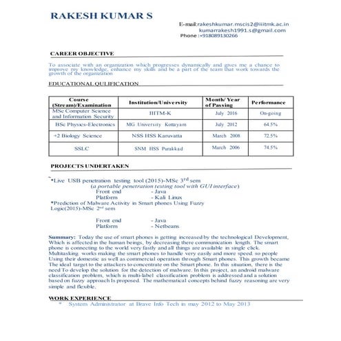Rakesh resume | PDF