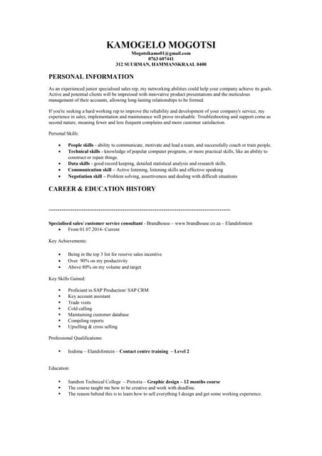 Brian Maluleke CV | PDF